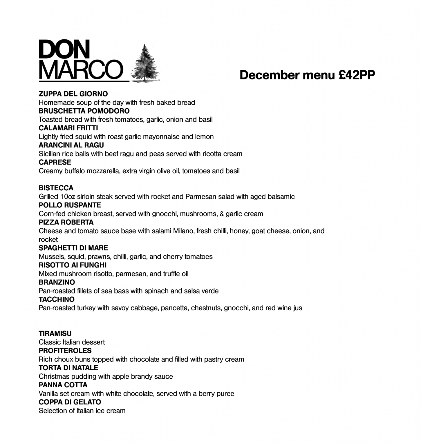 Menus – Don Marco Manchester