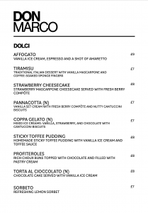 Menus – Don Marco Manchester